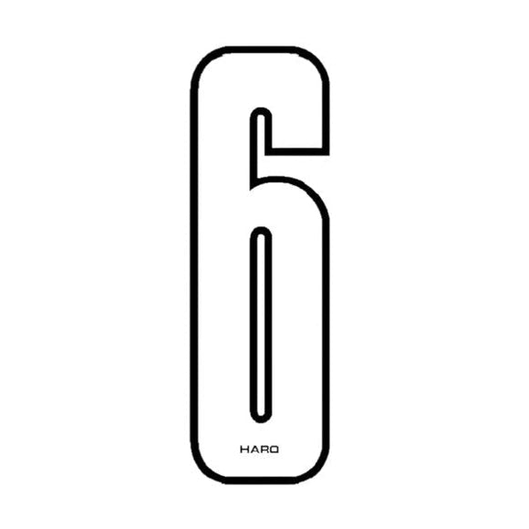 Haro - Stadium plate number #6 decal - White-Black | BMX Products USA