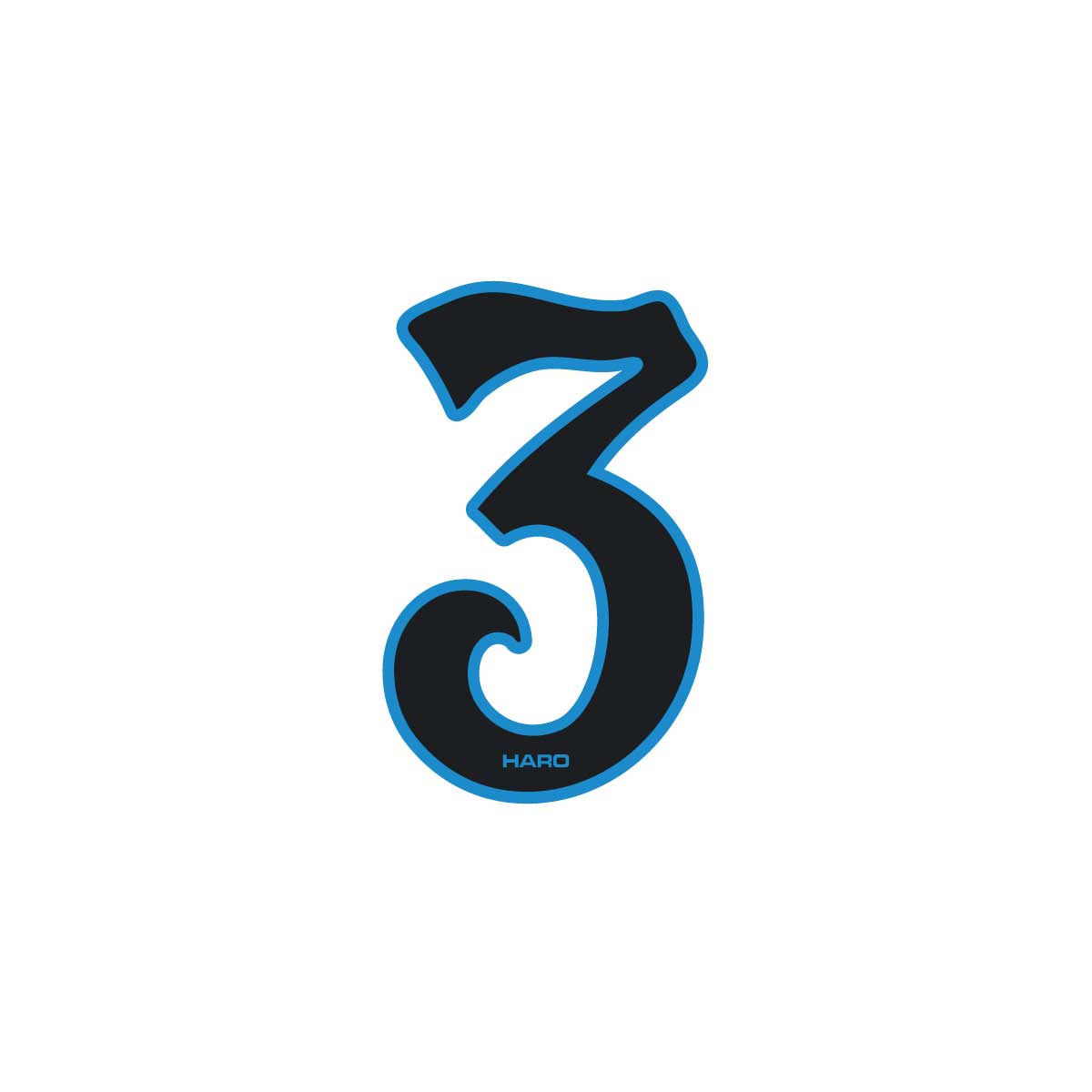 Haro - Early plate number #3 decal - Black Blue | BMX Products USA