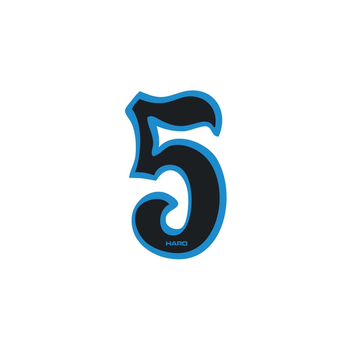 Haro - Early plate number #5 decal - Black Blue | BMX Products USA