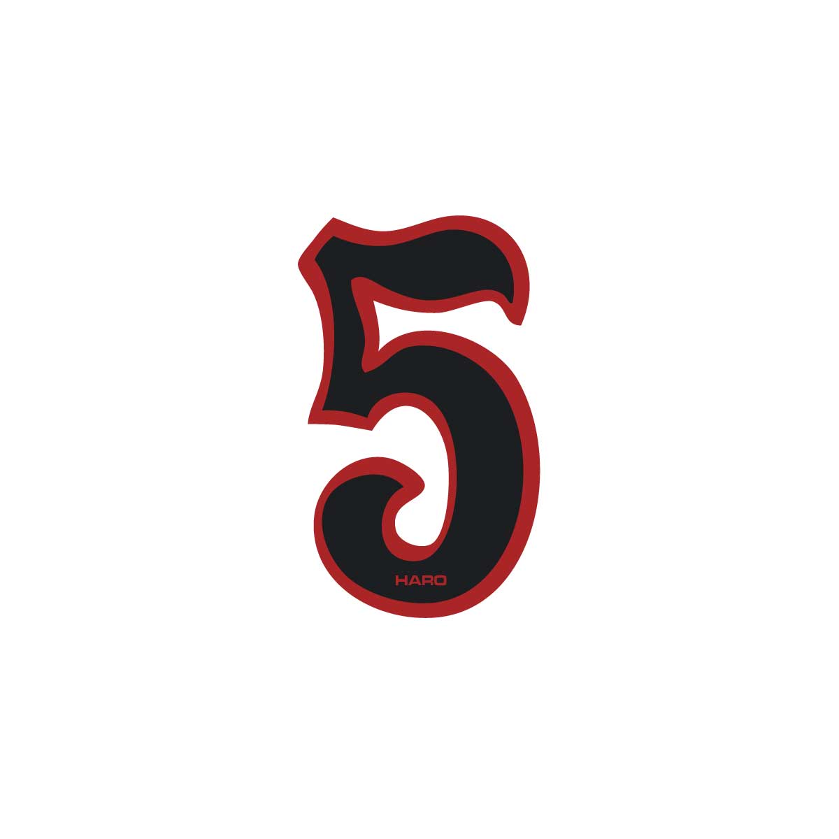 Haro - Early plate number #5 decal - Black Red | BMX Products USA