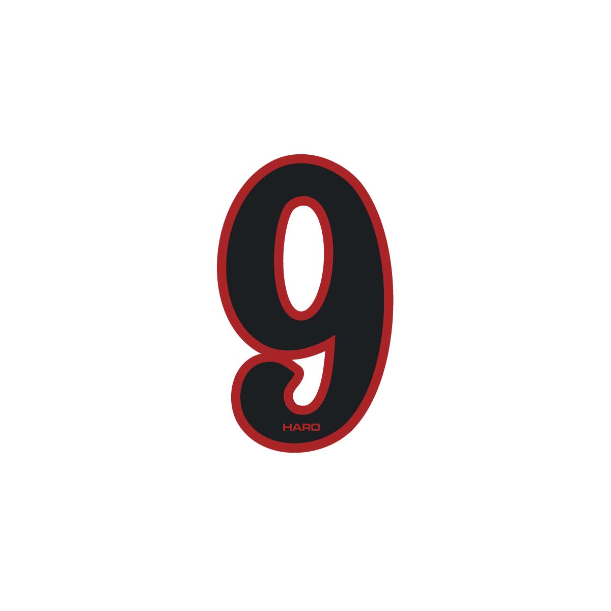 Haro - Early plate number #9 decal - Black Red | BMX Products USA