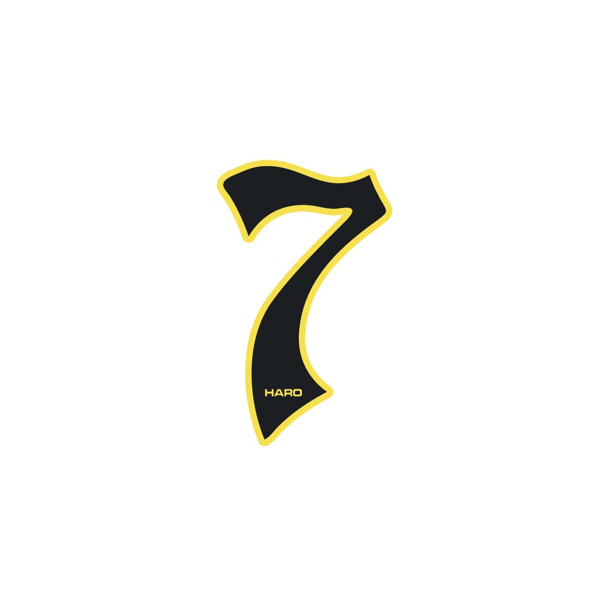 Haro - Early plate number #7 decal - Black Yellow | BMX Products USA