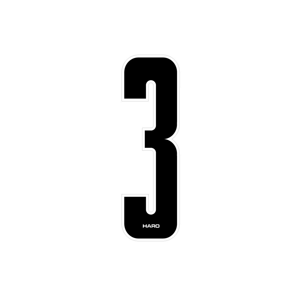 Haro - Stadium plate number #3 decal - Black White | BMX Products USA