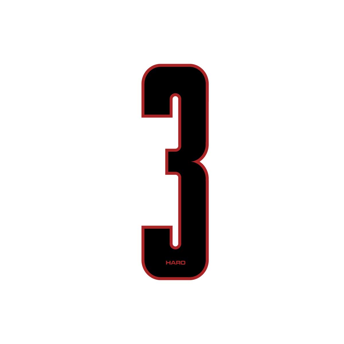 Haro - Stadium plate number #3 decal - Black Red | BMX Products USA