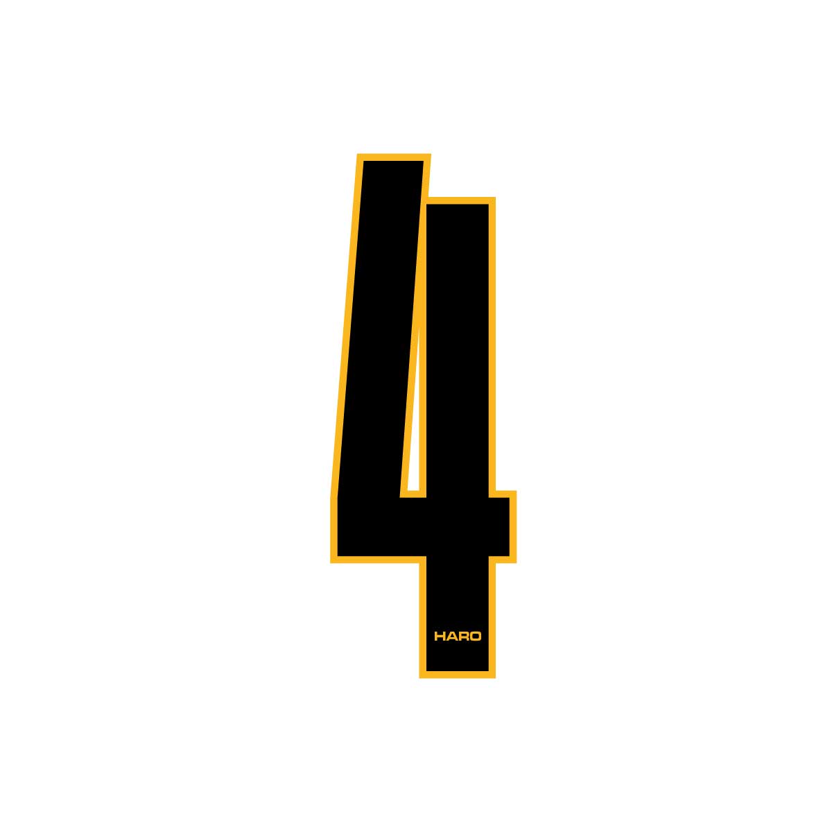 Haro - Stadium plate number #4 decal - Black Yellow | BMX Products USA