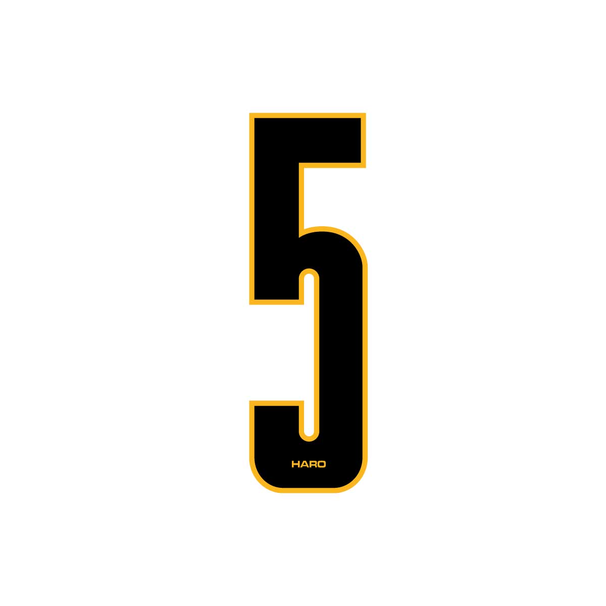Haro - Stadium plate number #5 decal - Black Yellow | BMX Products USA