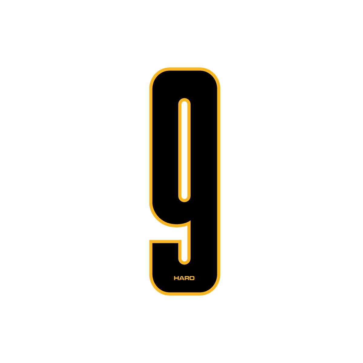 Haro - Stadium plate number #9 decal - Black Yellow | BMX Products USA