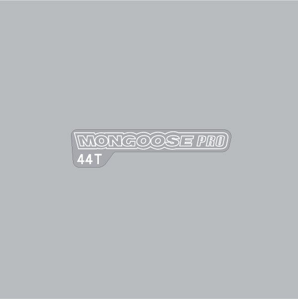 2001 Mongoose - PRO 44T Sprocket decal - White on Clear | BMX Products USA
