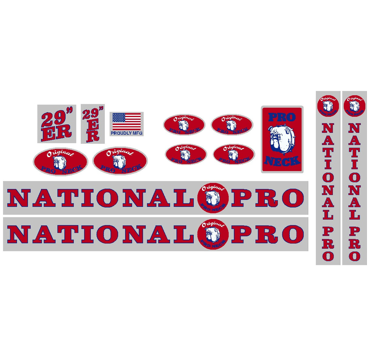 Pro Neck - Original National Pro - 29er chrome decal set | BMX Products USA