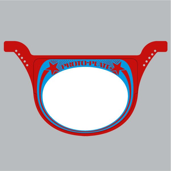 Neal Proto race plate - RED with Blue | BMX Products USA