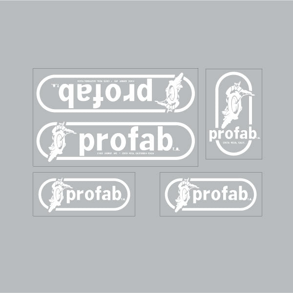 ProFab- decal set - Solid White on clear | BMX Products USA