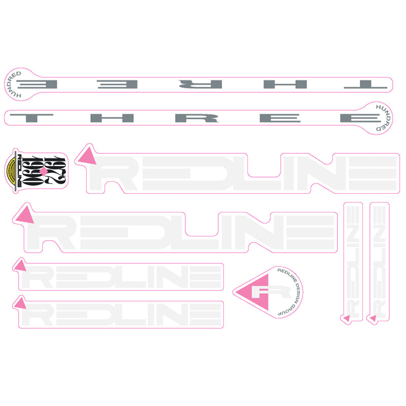 1990 Redline - THREE - White with Pink Decal set | BMX Products USA