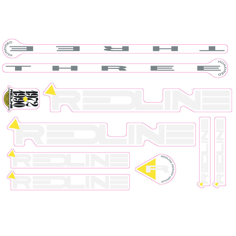 1990 Redline - THREE - Yellow with Pink Decal set | BMX Products USA
