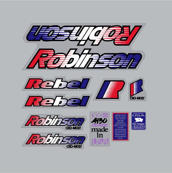 1992 Robinson - REBEL decal set - on clear | BMX Products USA