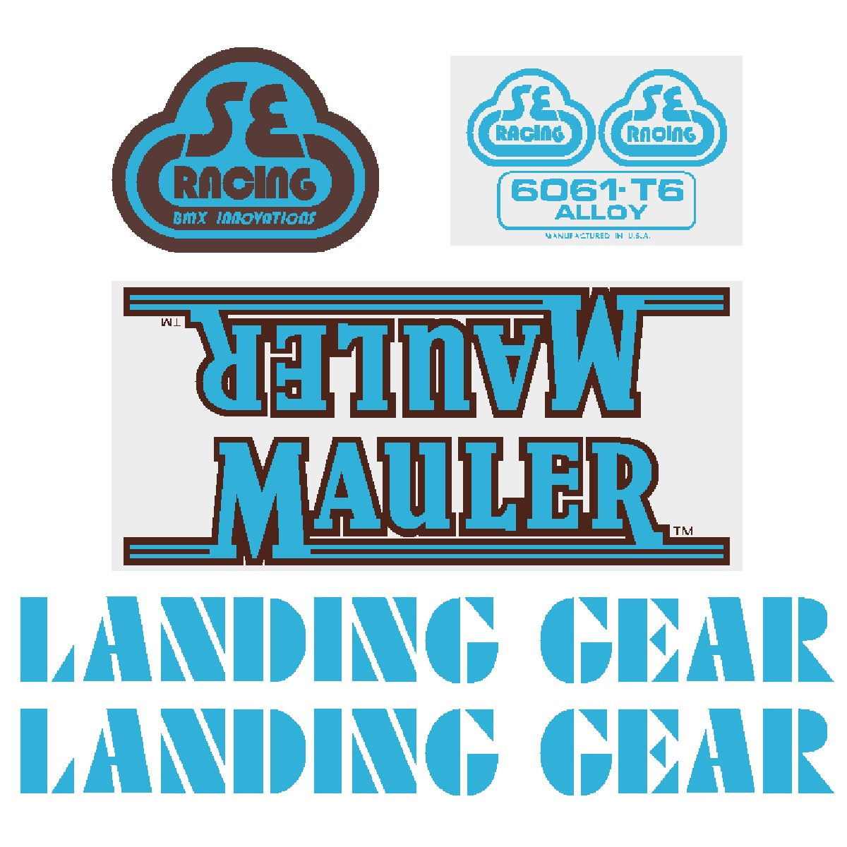 SE Racing - MAULER Decal set - blue w/brown shadow | BMX Products USA