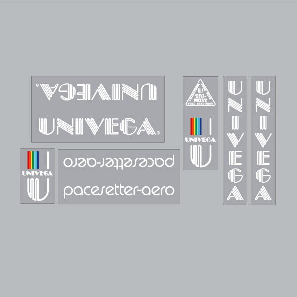 Univega - Pacesetter Aero White on clear decal set | BMX Products USA