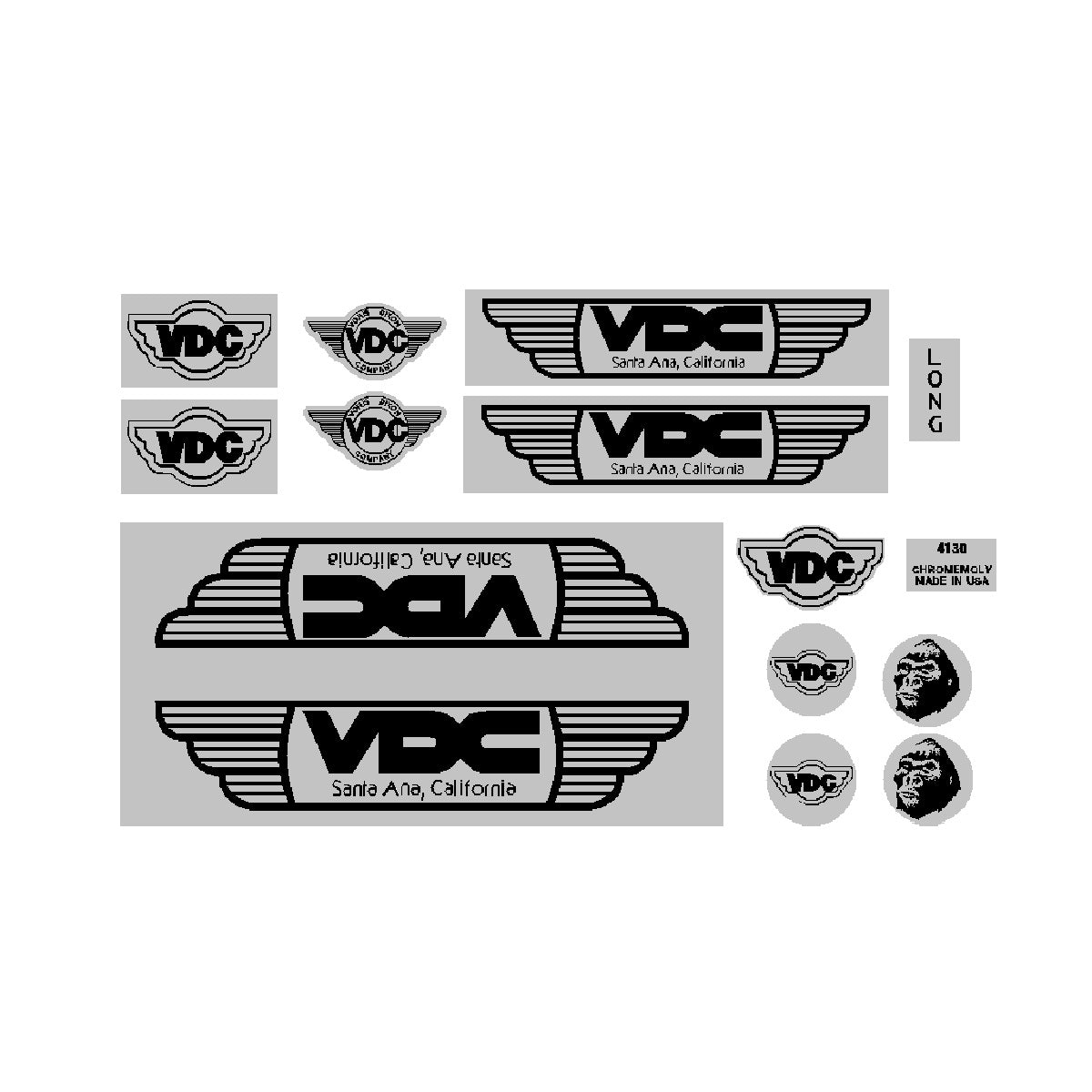 VDC frame set decals - black on chrome | BMX Products USA