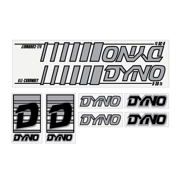 1985 DYNO - D30FS -black & grey on clear decal set | BMX Products USA