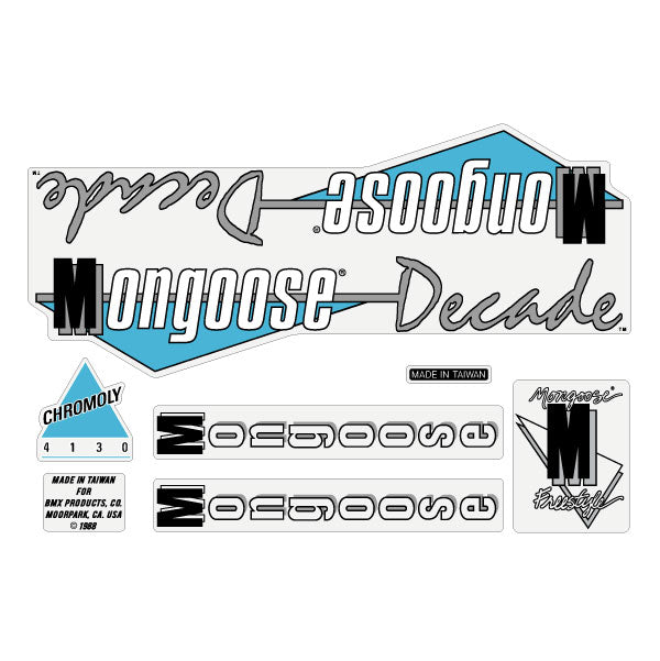 1988 Mongoose - Decade Decal set - Red frame | BMX Products USA