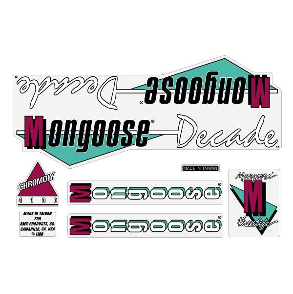 1988 Mongoose - Decade Decal set - Blue frame | BMX Products USA