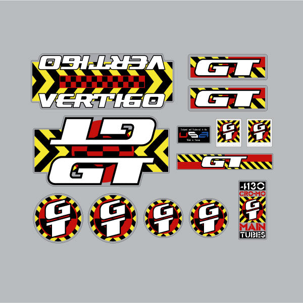 1990 GT BMX - Vertigo - on Clear decal set | BMX Products USA