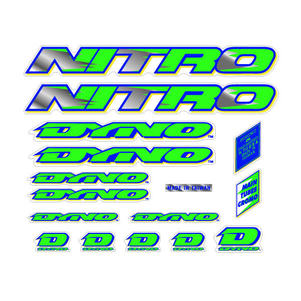 1992 DYNO -NITRO for black silver frame decal set | BMX Products USA