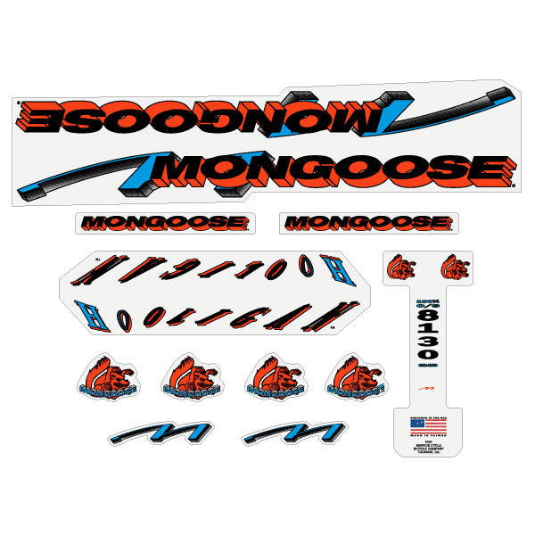 1992 Mongoose - Hooligan Fluro Orange Decal set | BMX Products USA