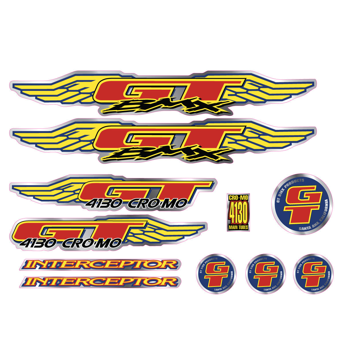 1997 GT BMX - Interceptor - decal set - chrome | BMX Products USA