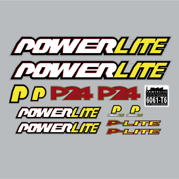 Powerlite - P24 - Red Yellow White Black on Clear decal set | BMX ...