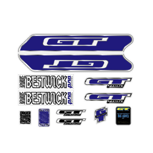 2001 GT BMX - Jamie Bestwick Pro Model - blue for chrome frame decal ...