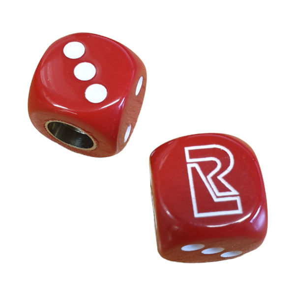 Redline BMX Dice Tire Valve Caps (Pair) - Red | BMX Products USA