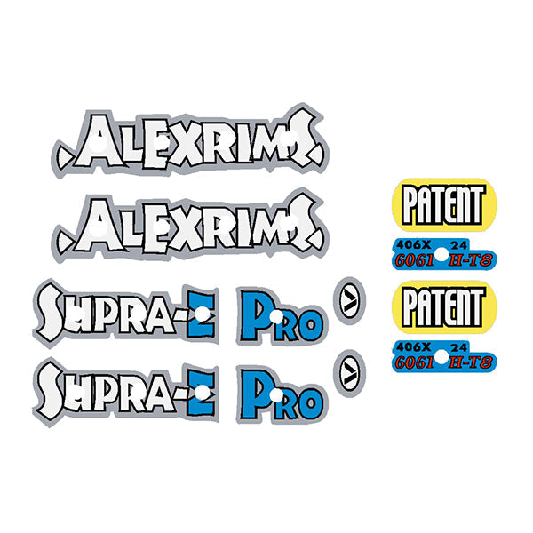 Alex Rims - Supra E PRO 406X 24 White & Blue rim decals | BMX Products USA