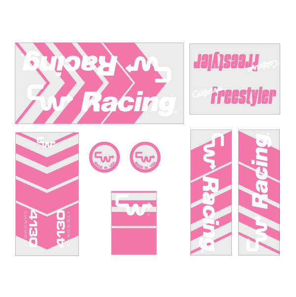 CW - California Freestyler - Pink on Clear decal set | BMX Products USA