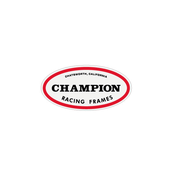 Champion - OVAL "RACING FRAMES" RED Black White decal | BMX Products USA