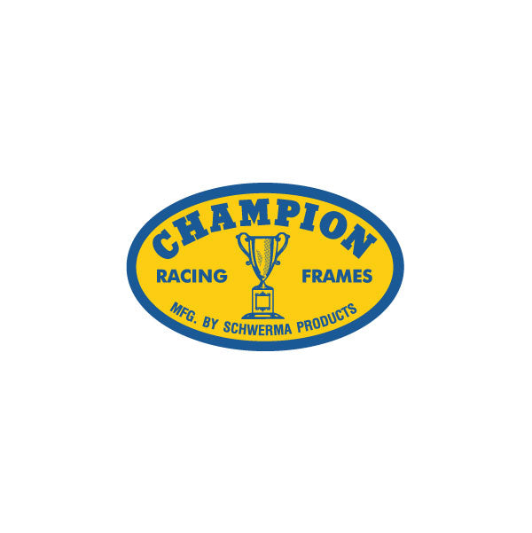 Champion - OVAL "MFG by Schwerma" decal - small | BMX Products USA