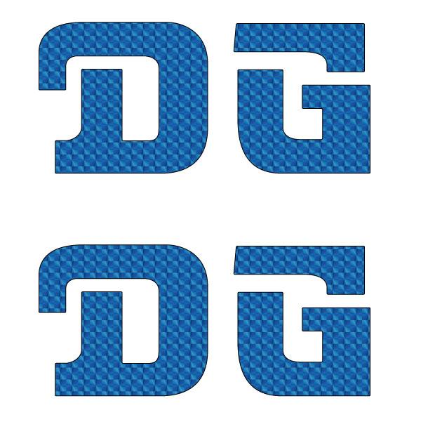 DG gusset CURVED D decal pair BLUE | BMX Products USA