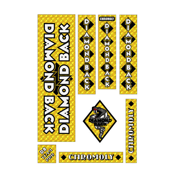1981-82 Diamond Back - Medium Pro Gold Snake decal set | BMX Products USA