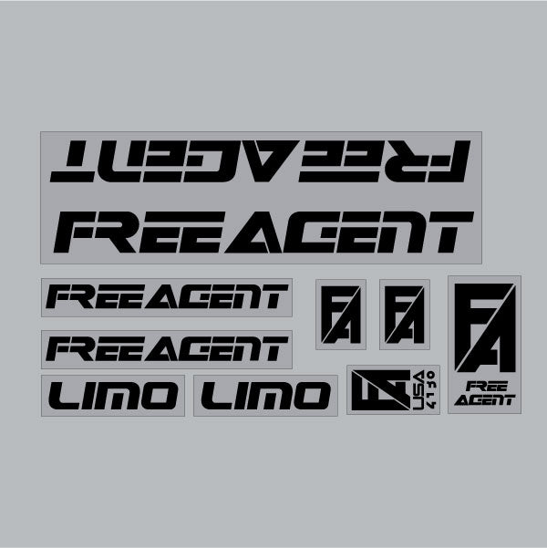 Free Agent - LIMO - black on clear decal set | BMX Products USA