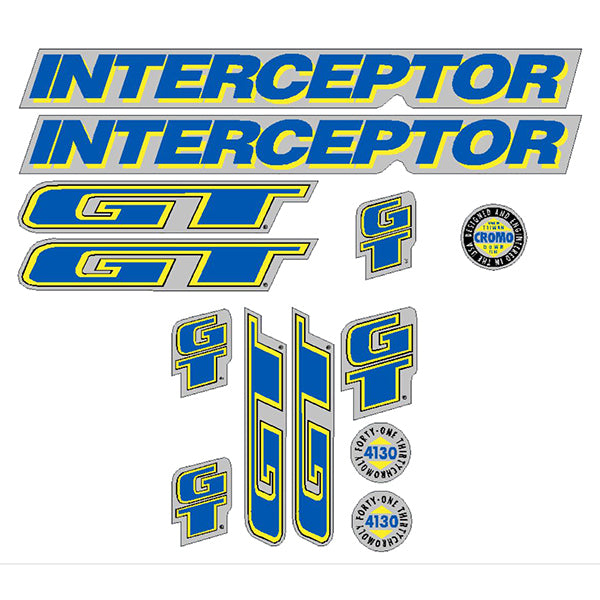 1992 GT BMX - Interceptor - Chrome - decal set | BMX Products USA