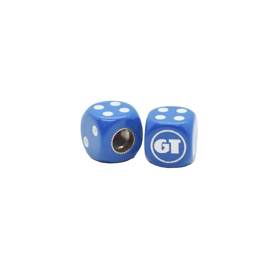 GT BMX Dice Tire Valve Caps (Pair) - Blue | BMX Products USA
