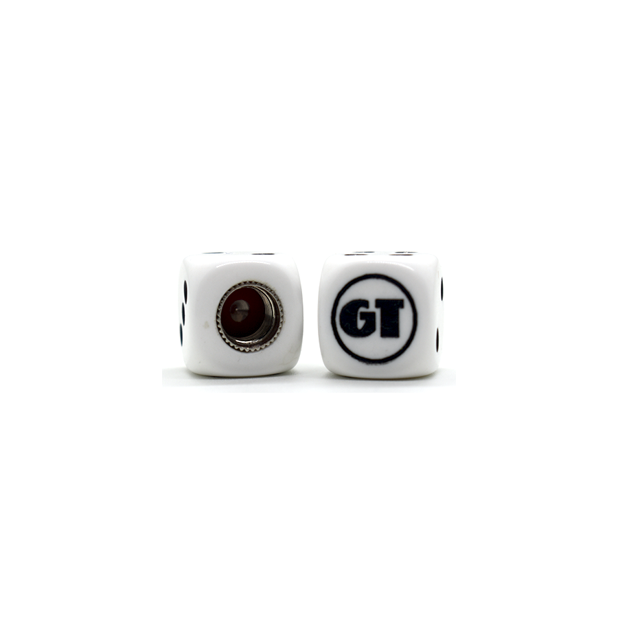 GT BMX Dice Tire Valve Caps (Pair) - White | BMX Products USA