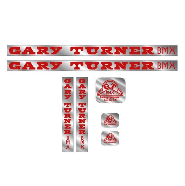 GT - Gary Turner - Gen 1 - Red on Chrome - decal set | BMX Products USA