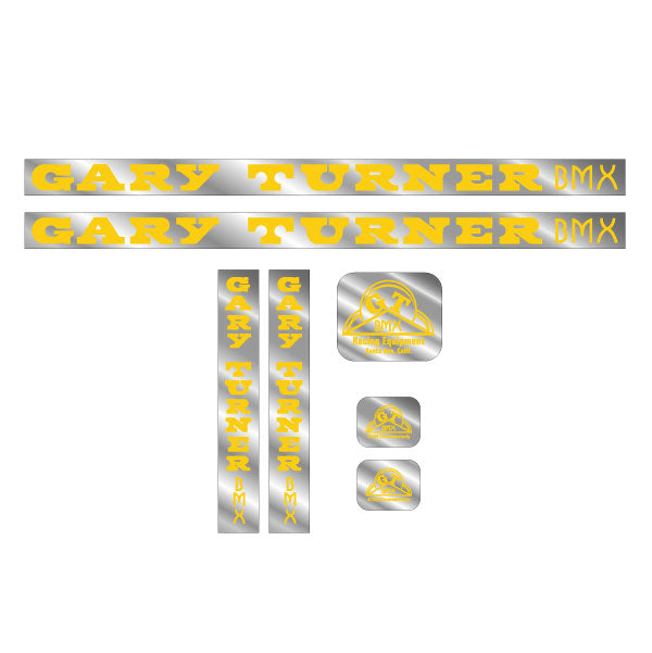 GT - Gary Turner - Gen 1 - Yellow on Chrome - decal set | BMX Products USA