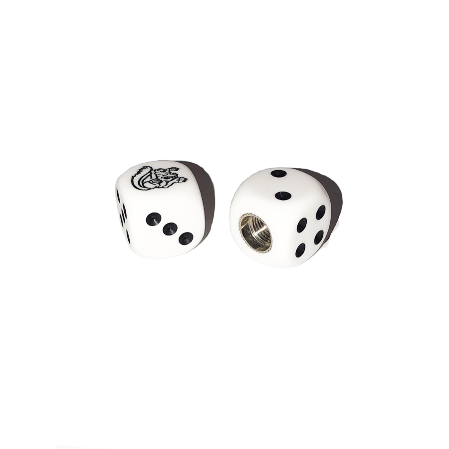 Mongoose Maurice BMX Dice Tire Valve Caps (Pair) - White | BMX Products USA