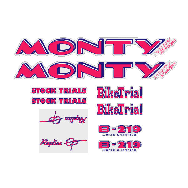Monty - B-219 Stock Trials decal set | BMX Products USA