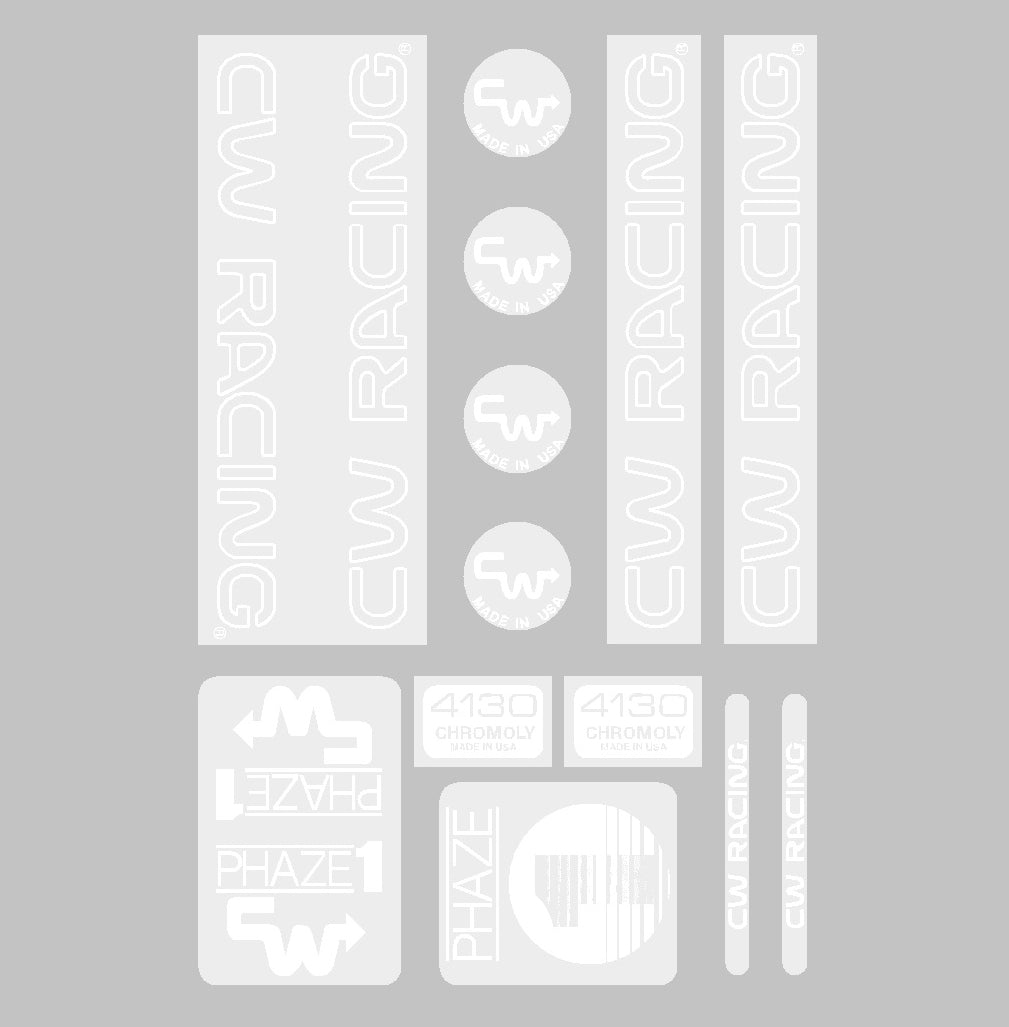 CW - Phase 1 - 84/85 White over Clear Decal set | BMX Products USA