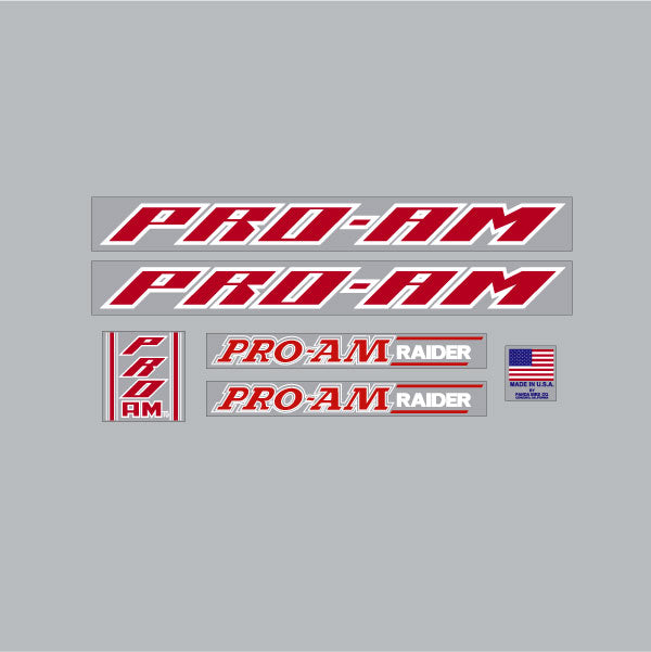 Panda - Pro-AM RAIDER - Red & White on clear Decal set | BMX Products USA