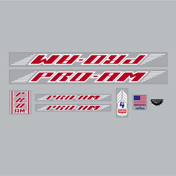 Panda - Pro-AM White & Red on clear Decal set | BMX Products USA