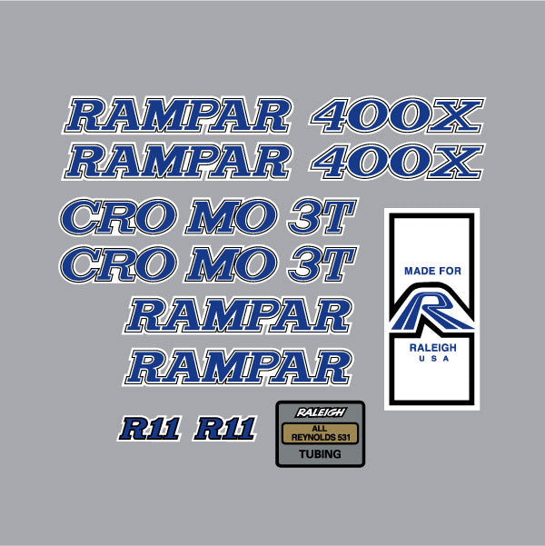 Rampar - CRO MO 3T 400X R11 blue on white decal set | BMX Products USA