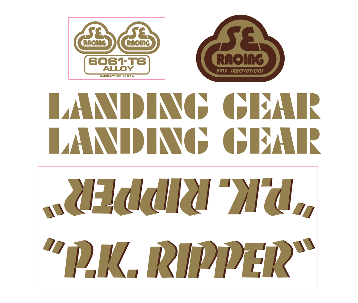 SE Racing - P.K. Ripper Decal set - gold w/brown shadow | BMX Products USA